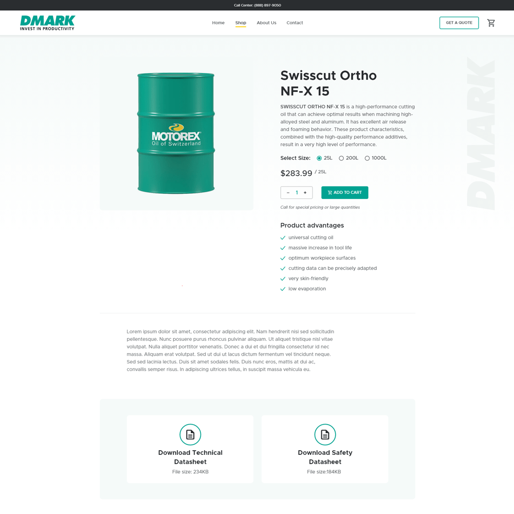 DMARK Corporation / Motorex Industrial E-commerce Website Design - Olibro
